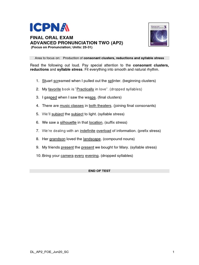 AP2 Final Oral Exam - June 2020 | PDF