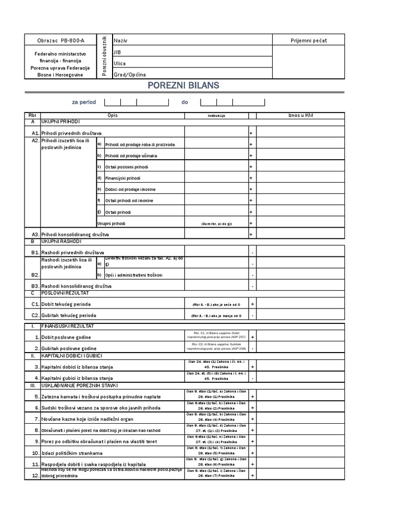 Obrazac PB 800 A | PDF