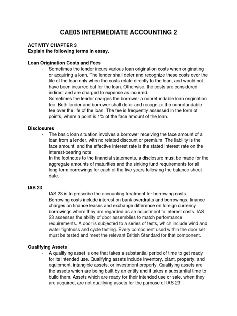 Cae05 Intermediate Accounting 2: Activity Chapter 3 Explain The ...