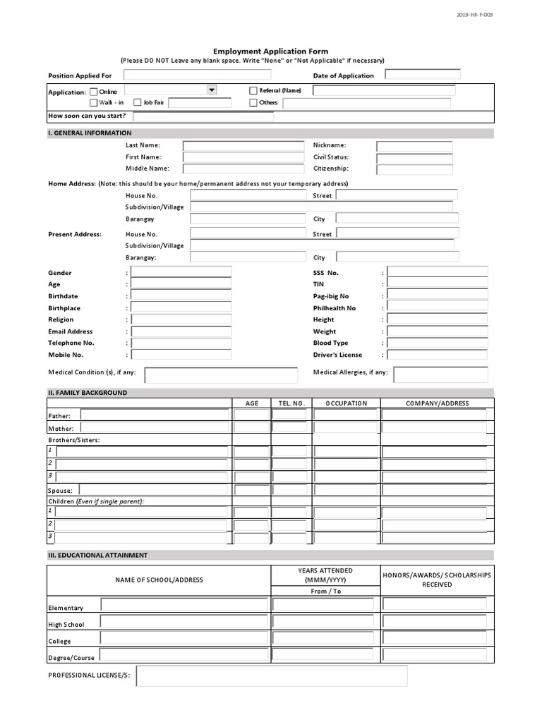 TGI Employment Application Form | PDF | Privacy | Information Privacy