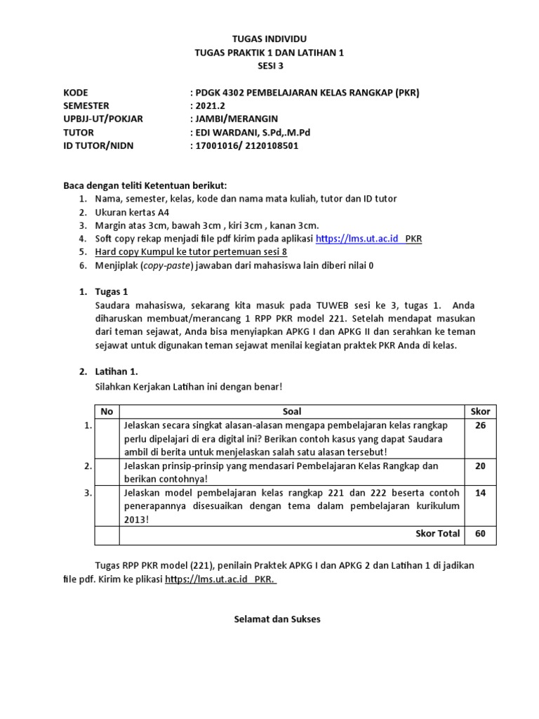 Tugas 1 Dan Latihan 1 Sesi 3 | PDF