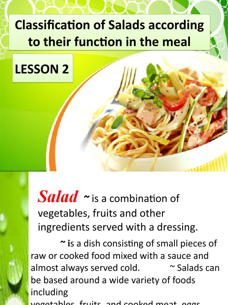 Classification of Salads According to Their Function in a Meal | PDF ...