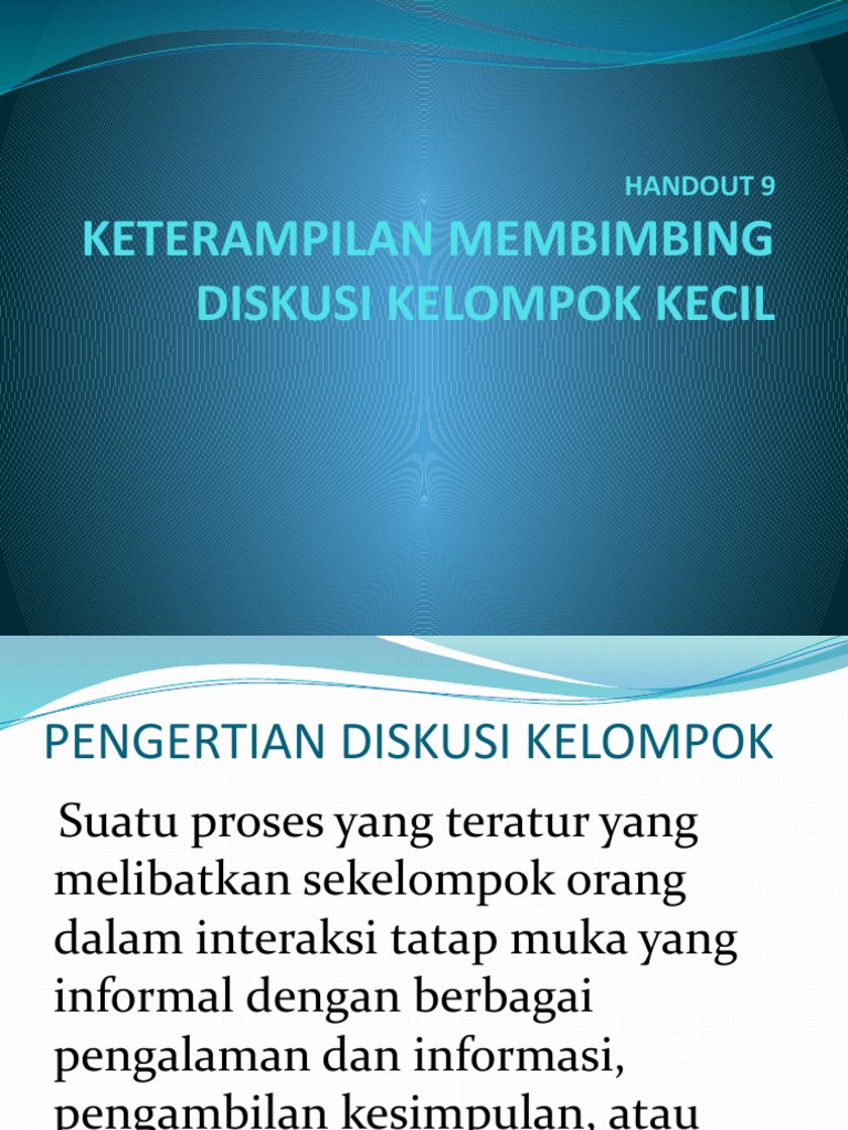 Keterampilan Membimbing Diskusi Kelompok Kecil | PDF