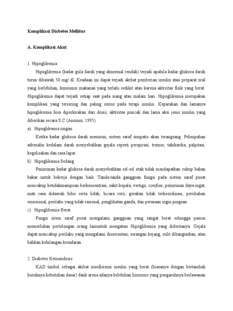 Komplikasi Diabetes Mellitus Dan Penatalaksanaan Nya | PDF