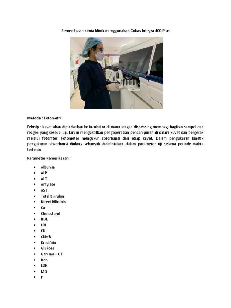 Pemeriksaan Kimia dengan Cobas Integra 400 Plus | PDF
