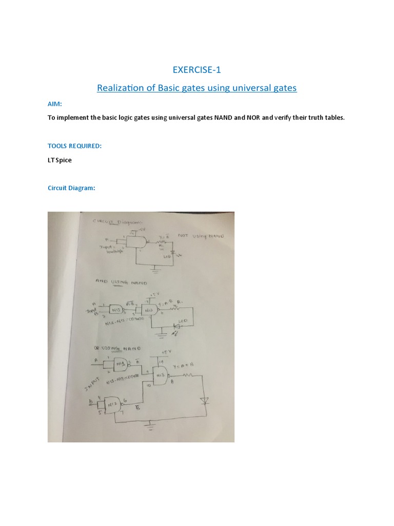 DLD EXE-1 - Realization of Basic Gates Using Universal Gates | PDF ...