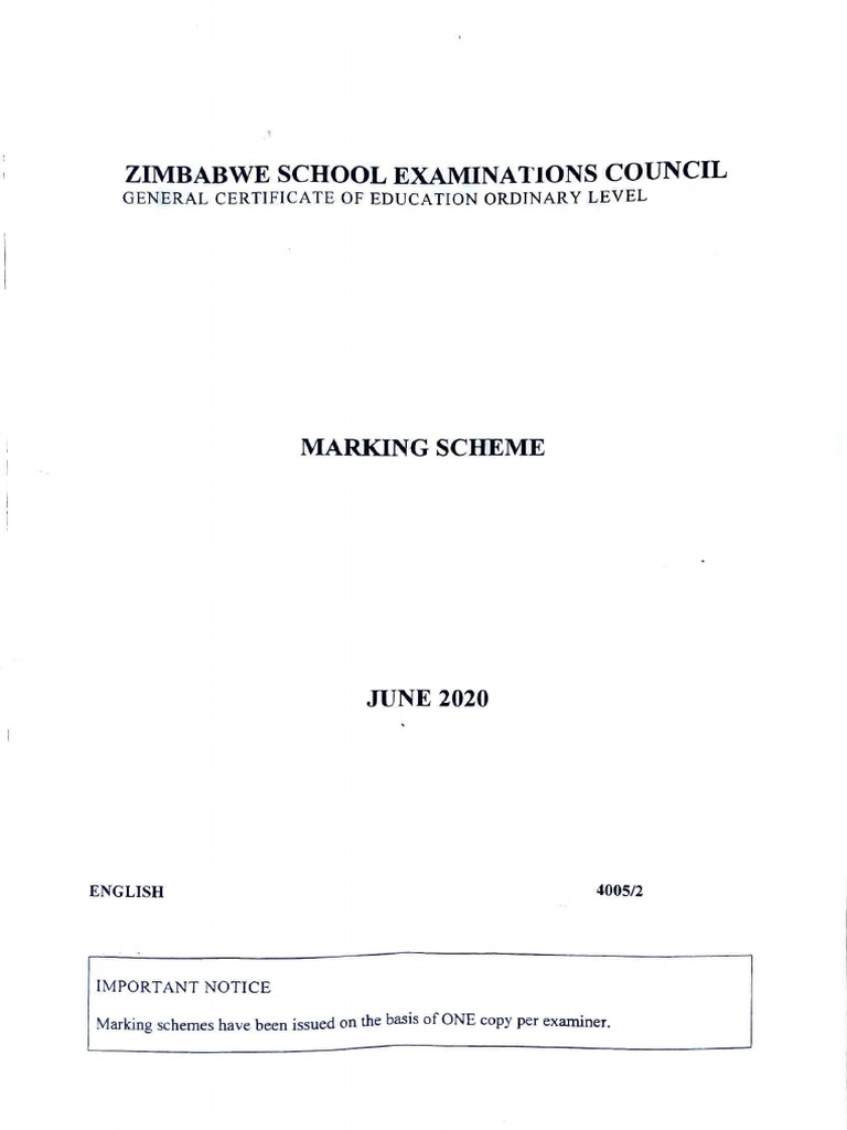 Zimbabwe School Examinations Council: General Certificate of Education ...