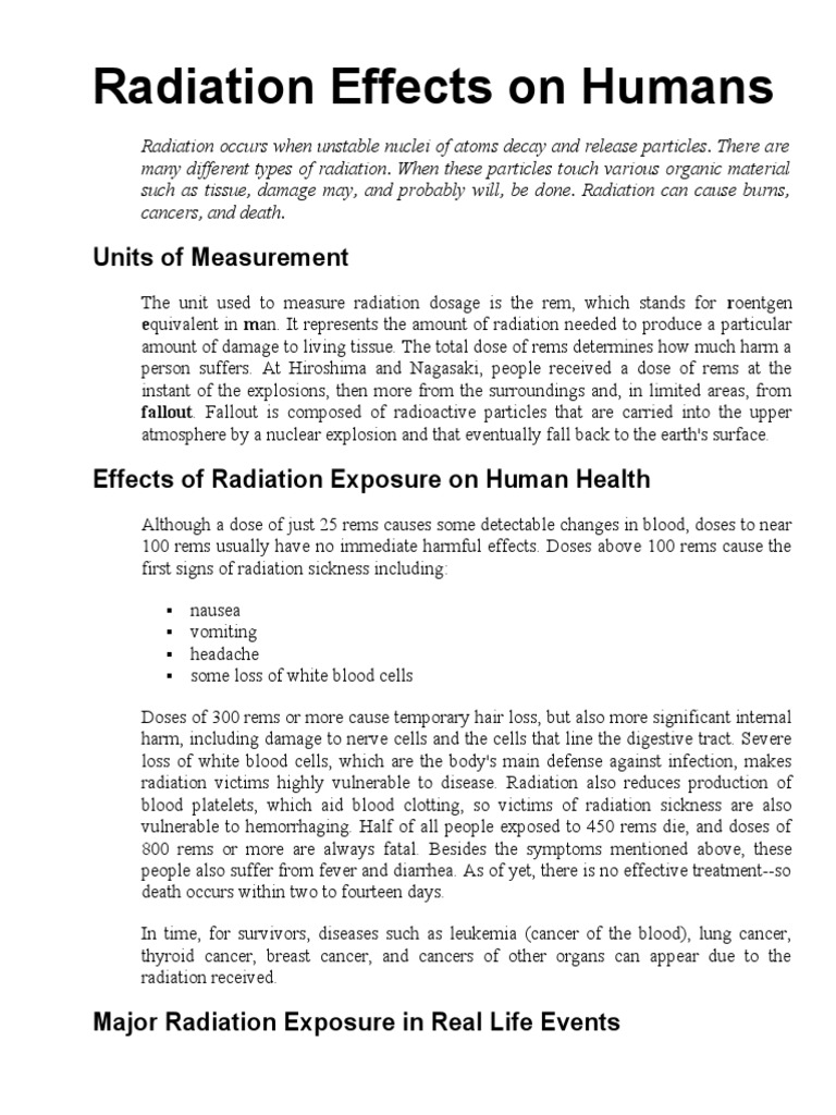 Radiation Effects On Humans | PDF | Acute Radiation Syndrome | Radiation