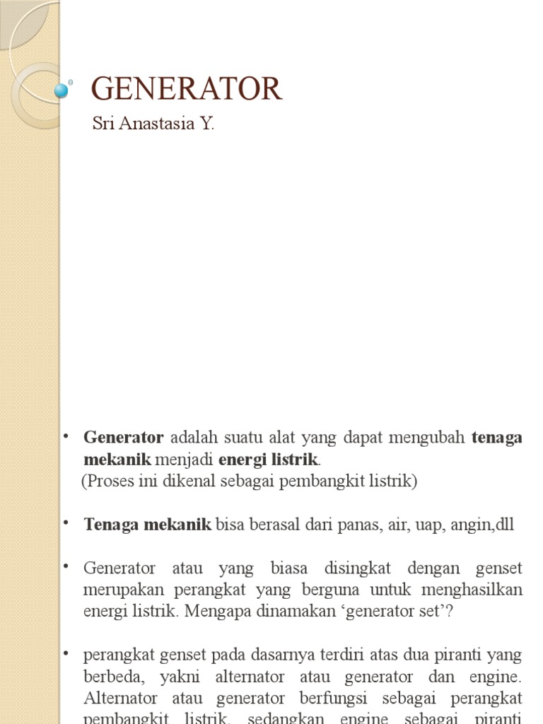 Proses Kerja Generator Listrik | PDF