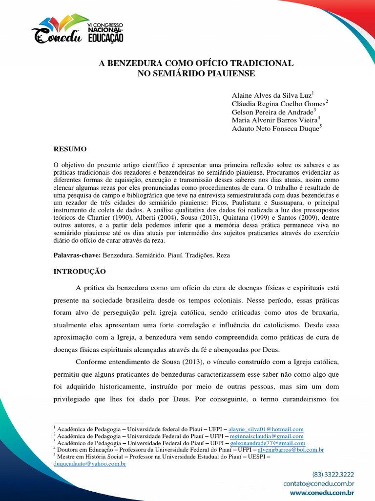 A Benzedura Como Ofício Tradicional No Semiárido Piauiense | PDF ...