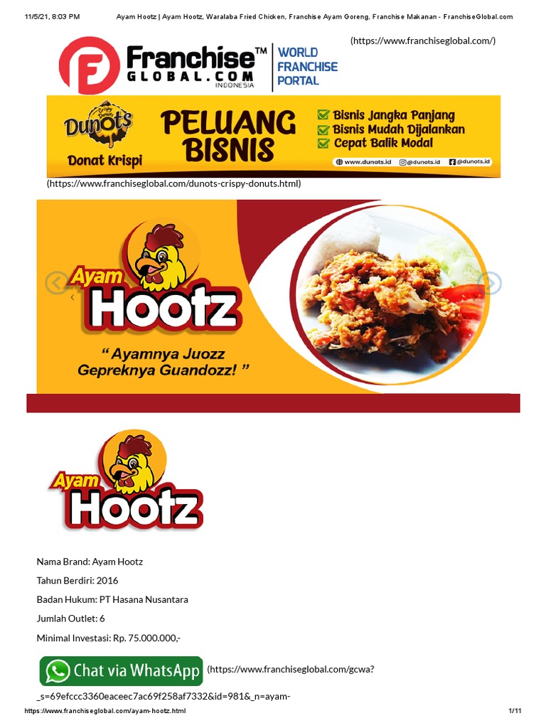 Ayam Hootz - Ayam Hootz, Waralaba Fried Chicken, Franchise Ayam Goreng ...