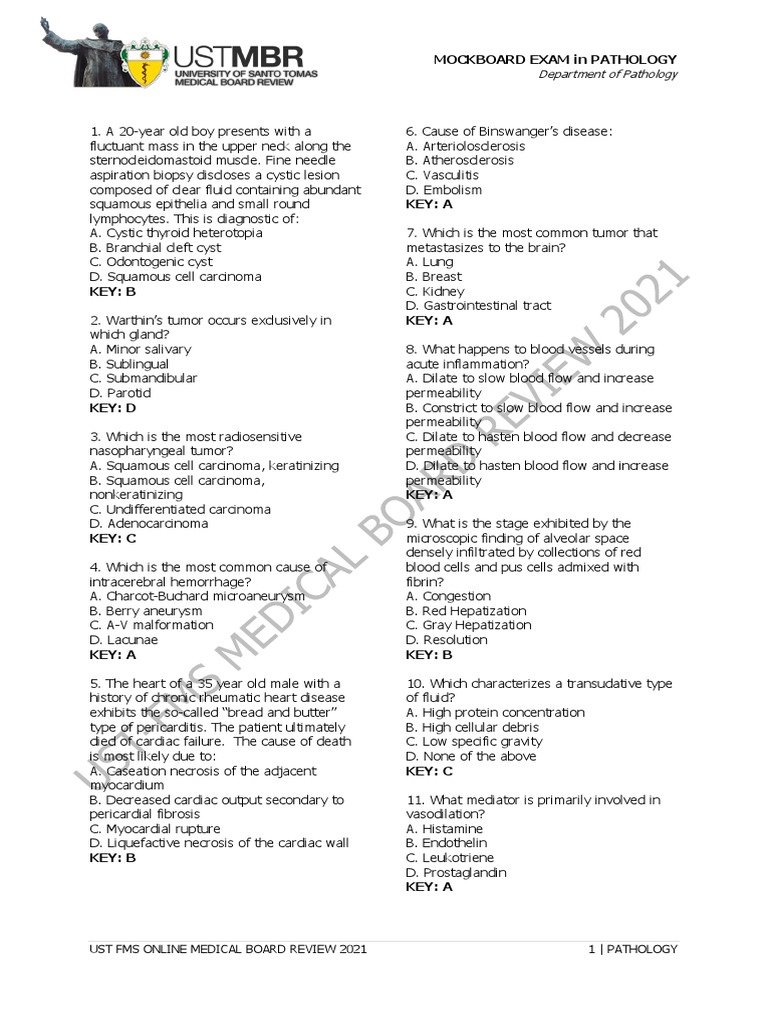 Pathology Mock Board Exam: A Comprehensive Review of Key Pathology ...