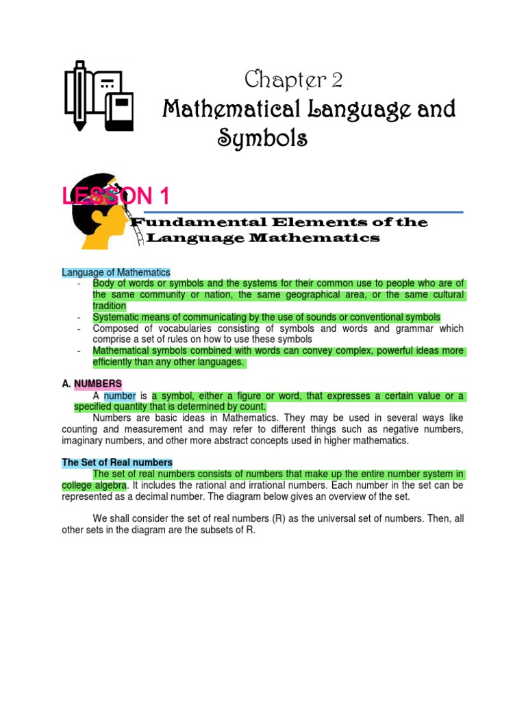 Chapter 2 Lesson 1 | PDF | Set (Mathematics) | Numbers