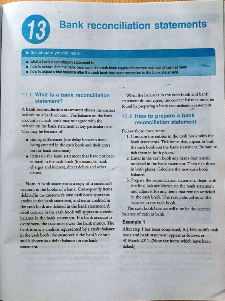 Chapter 13 - Bank Reconciliation Statements, AS and A Level Accounting ...