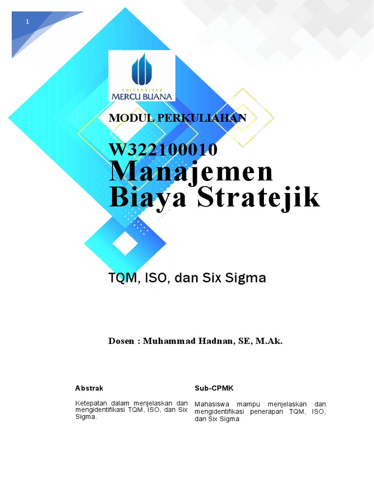 Modul-11 TQM Iso Six Sigma | PDF