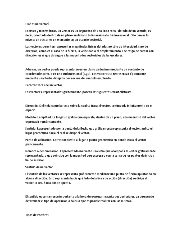 Qué Es Un Vector | PDF | Vector Euclidiano | Espacio vectorial