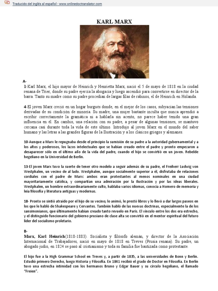 Biografía de Karl Marx: Orígenes y Educación | PDF | Karl Marx