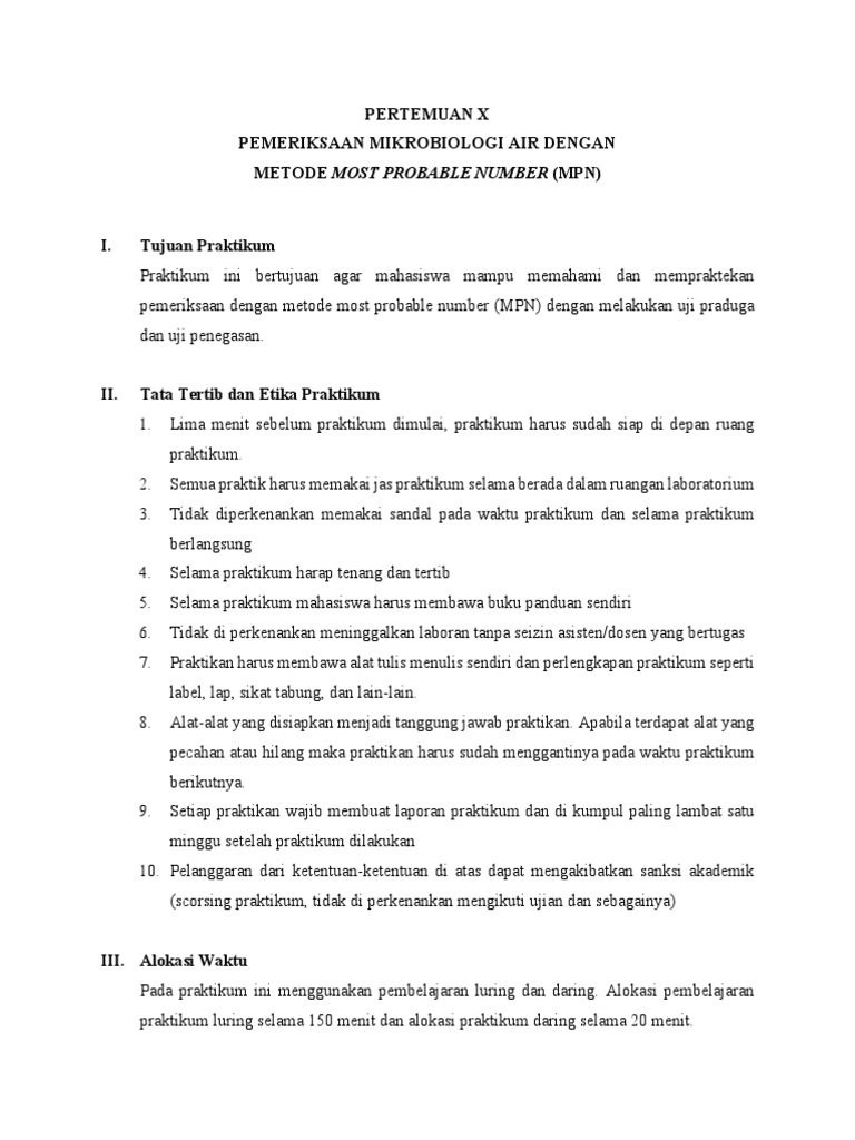 Pertemuan 10 - Uji Mikrobiologi Air Dengan Metode MPN | PDF