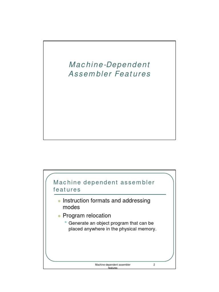 Machine-Dependent Assembler Features | PDF | Assembly Language | Office Equipment