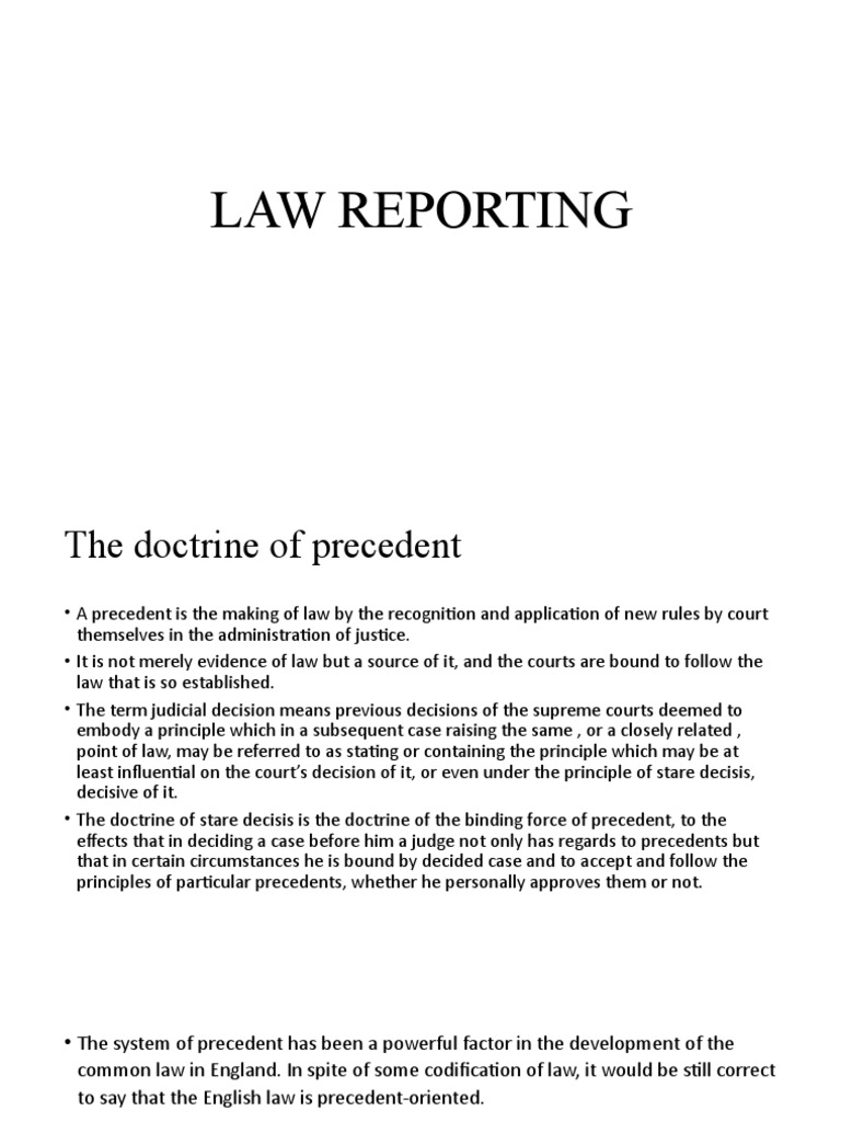 Law Reporting | PDF | Precedent | Social Institutions