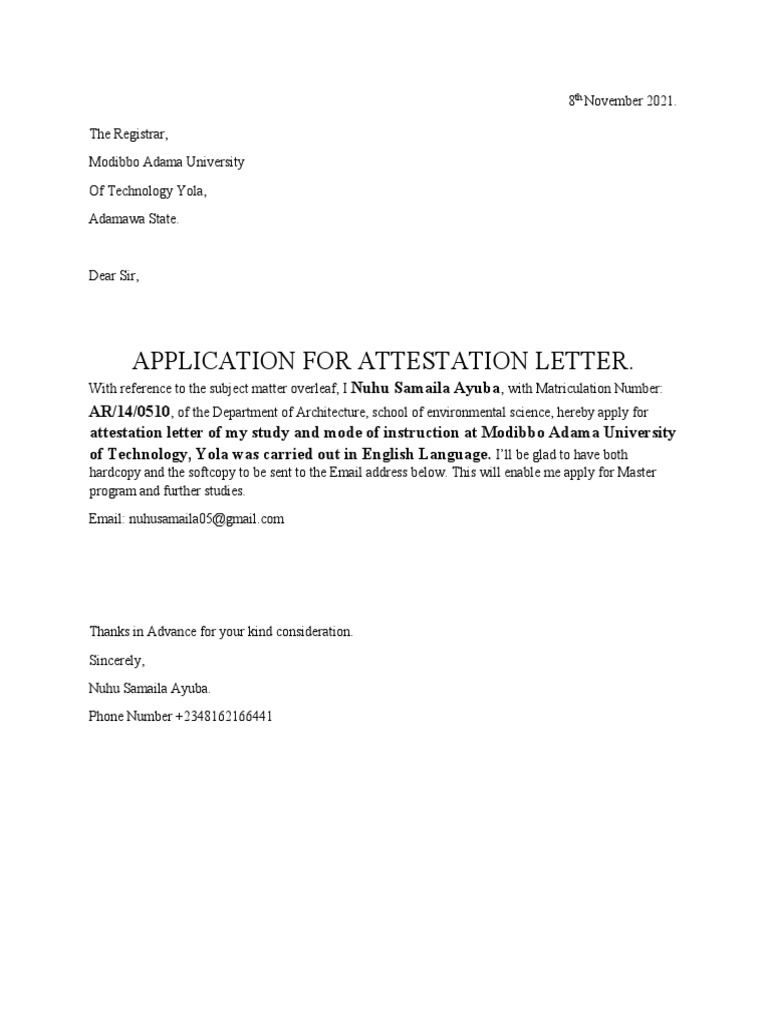 Attestation Letter | PDF