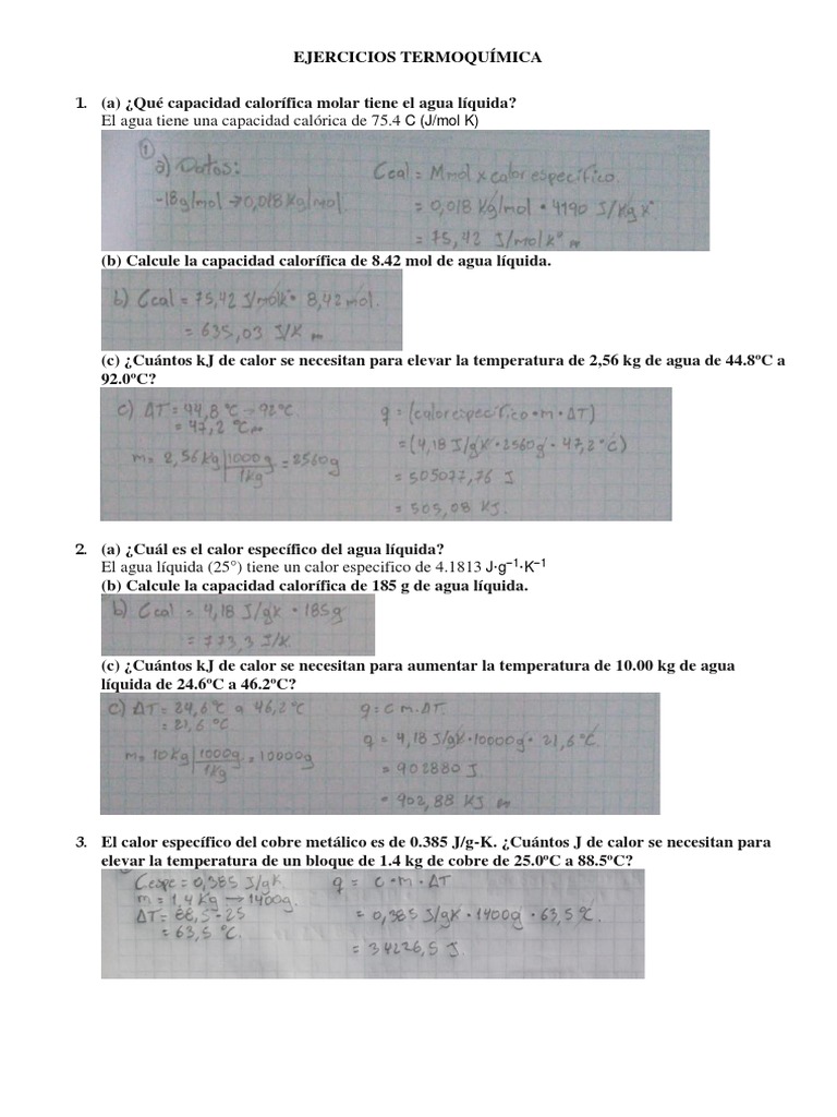 Ejercicios Termoquímica | Descargar gratis PDF | Entalpía | Calor