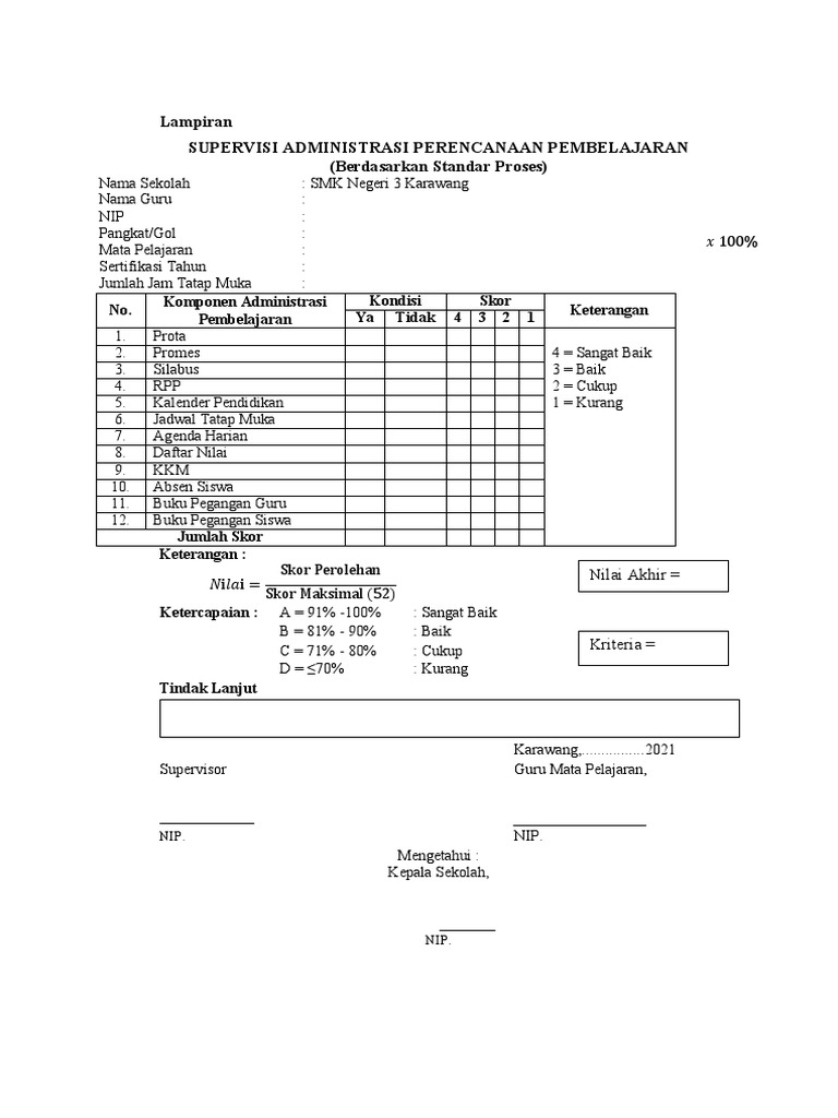 Format Supervisi | PDF