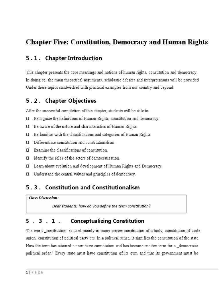 MORAL AND CITIZENSHIP EDUCATION Chapter 5 Handout | PDF | Democracy ...