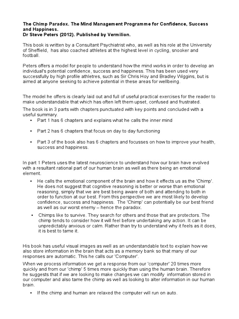 The Chimp Paradox | PDF | Happiness | Stress (Biology)