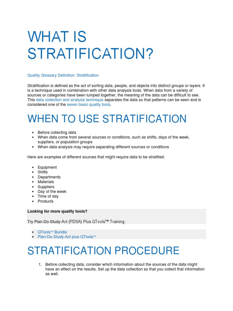 What Is Stratification | PDF | Data | Data Analysis