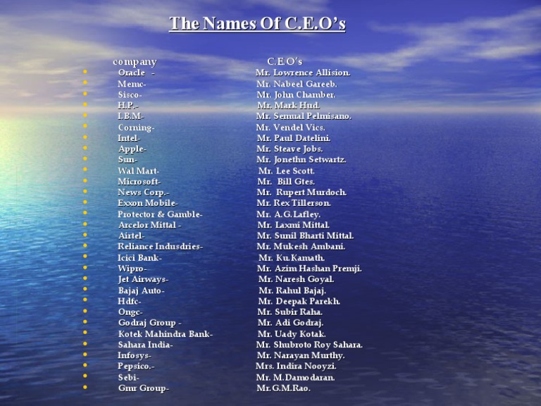 CEO Names by Company | PDF