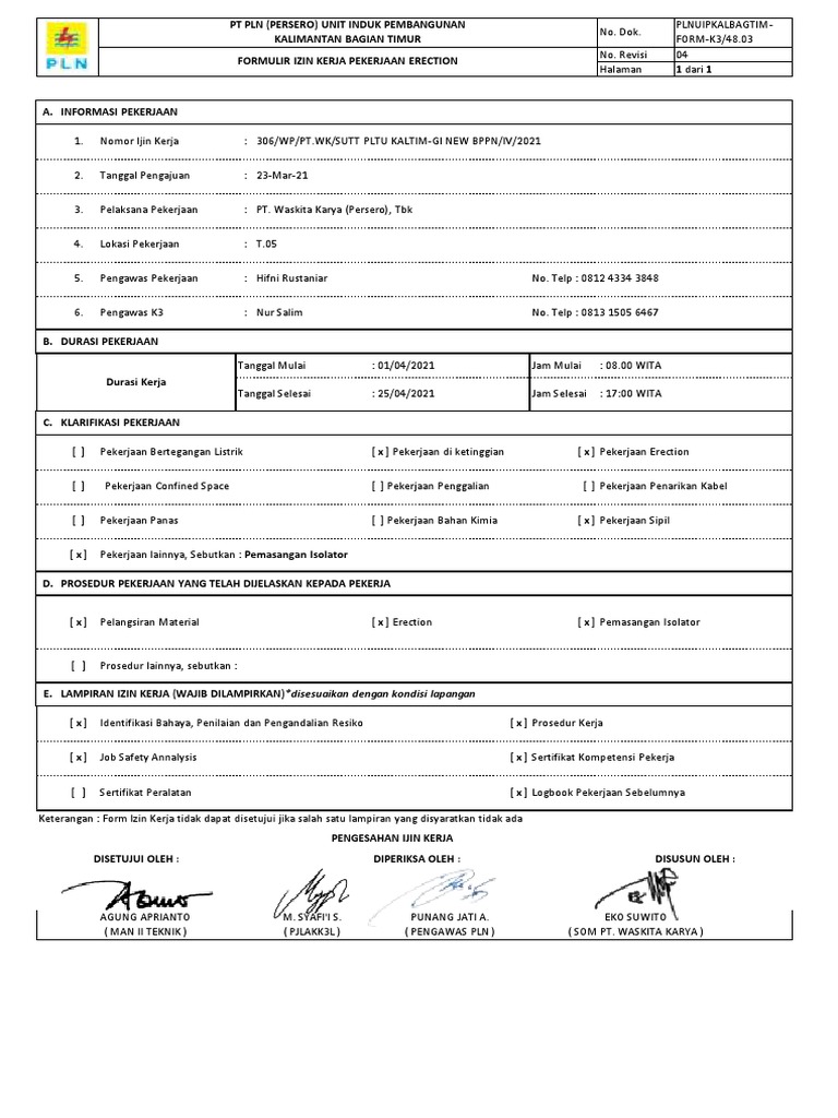 Contoh WP Erection | PDF