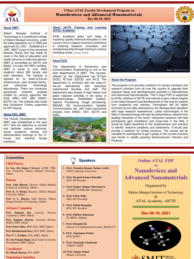 ATAL-FDP (Nanodevices and Advanced Nanomaterials) Brochure - SMIT | PDF ...