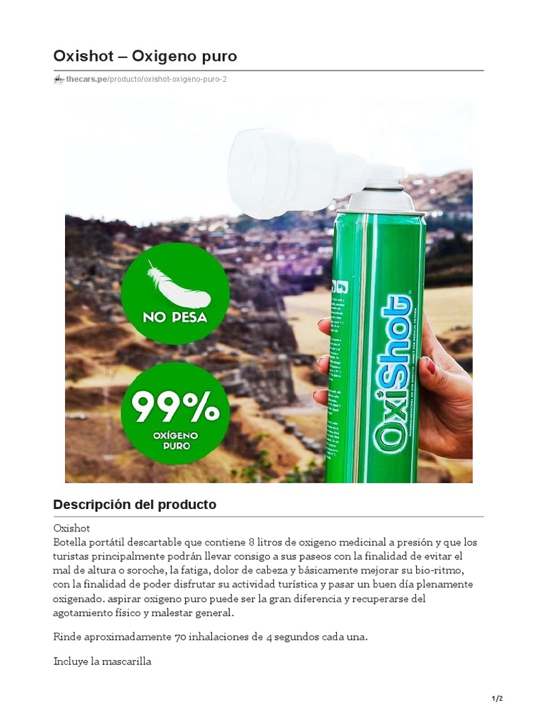 Oxishot: Oxígeno Medicinal Portátil | PDF | Cocina, comidas y vino ...