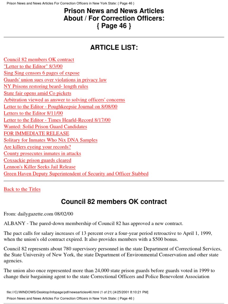 News Articles 46 | PDF | Prison | U.S. State