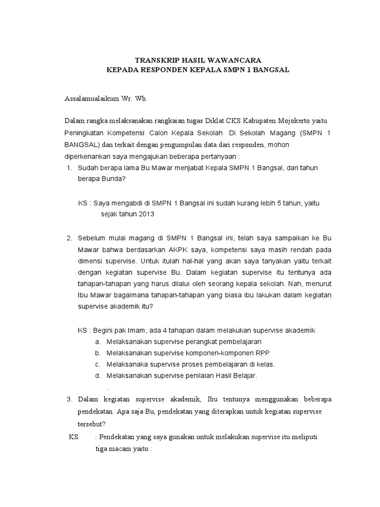 Transkrip Hasil Wawancara | PDF