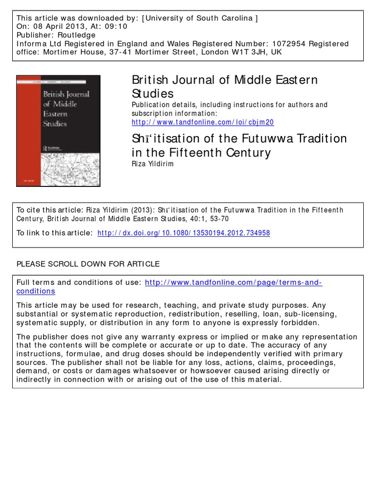 Shī‘itisation of Futuwwa in 15th Century | PDF | Sunni Islam | Sufism