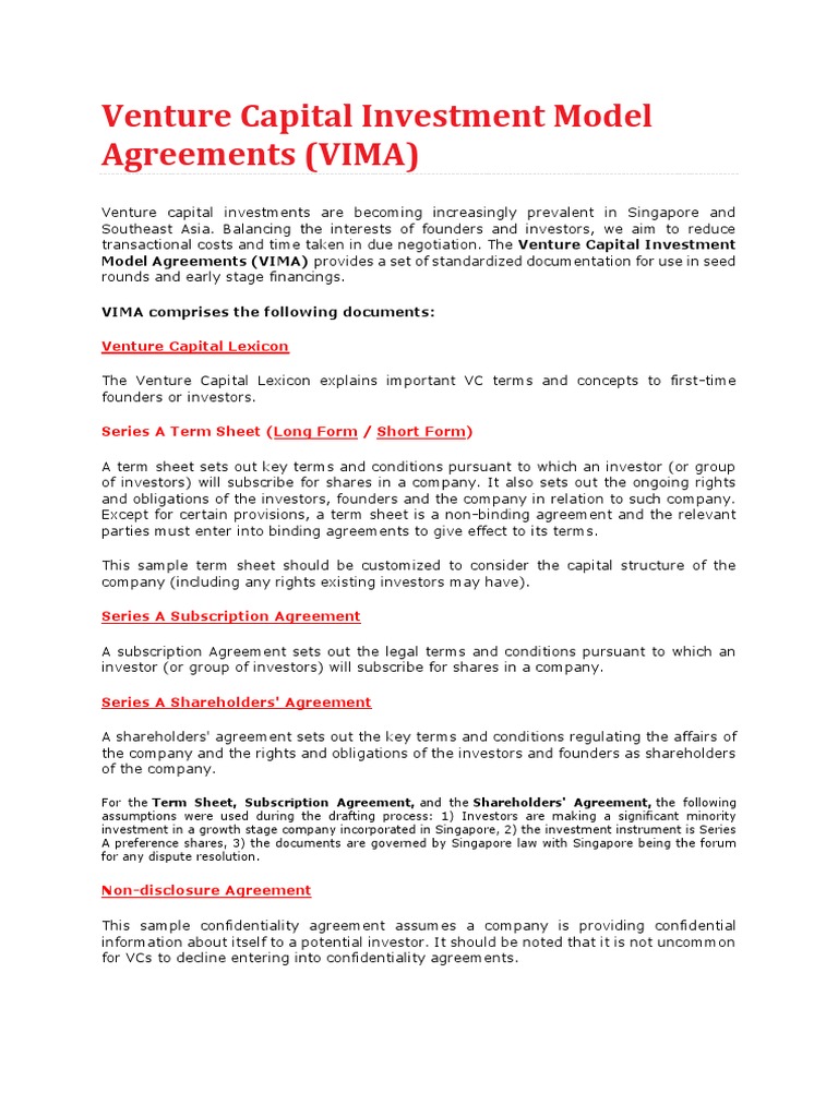 Venture Capital Investment Model Agreements | PDF | Corporate Finance ...