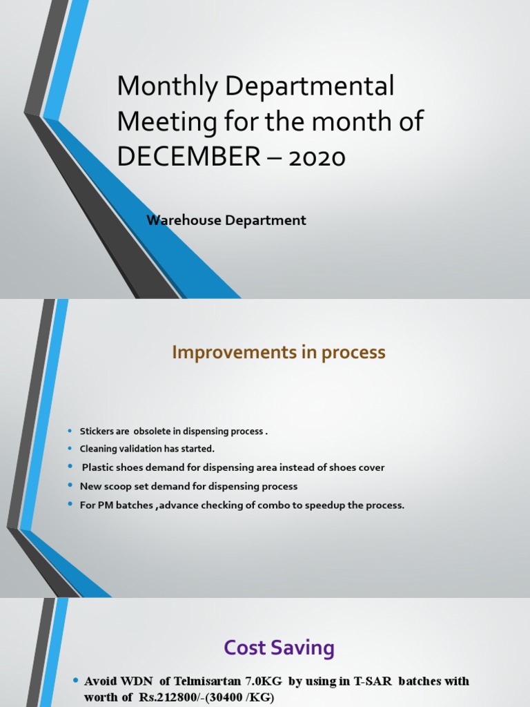 December 2020 Warehouse Meeting Summary | PDF | Business Process | Business