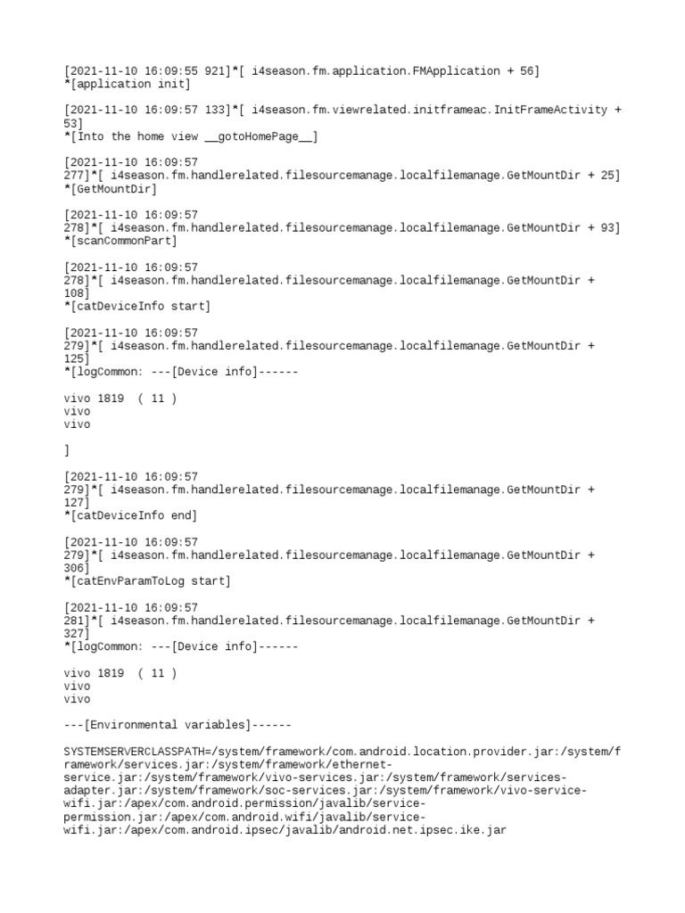 Analysis of system log files from an Android device startup sequence ...