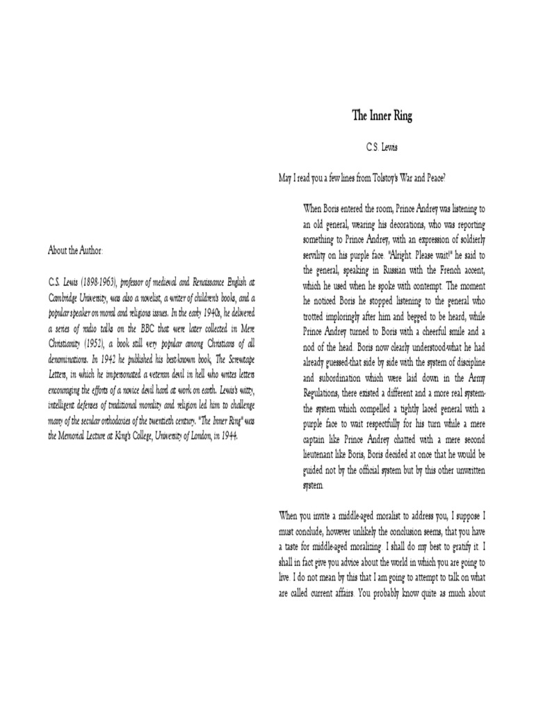 The Inner Ring | Download Free PDF | C. S. Lewis