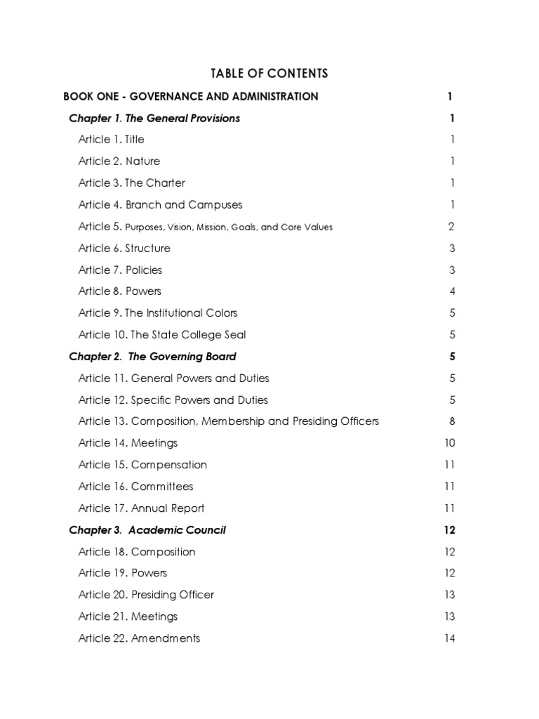 Table of Contents College Code | PDF | Government