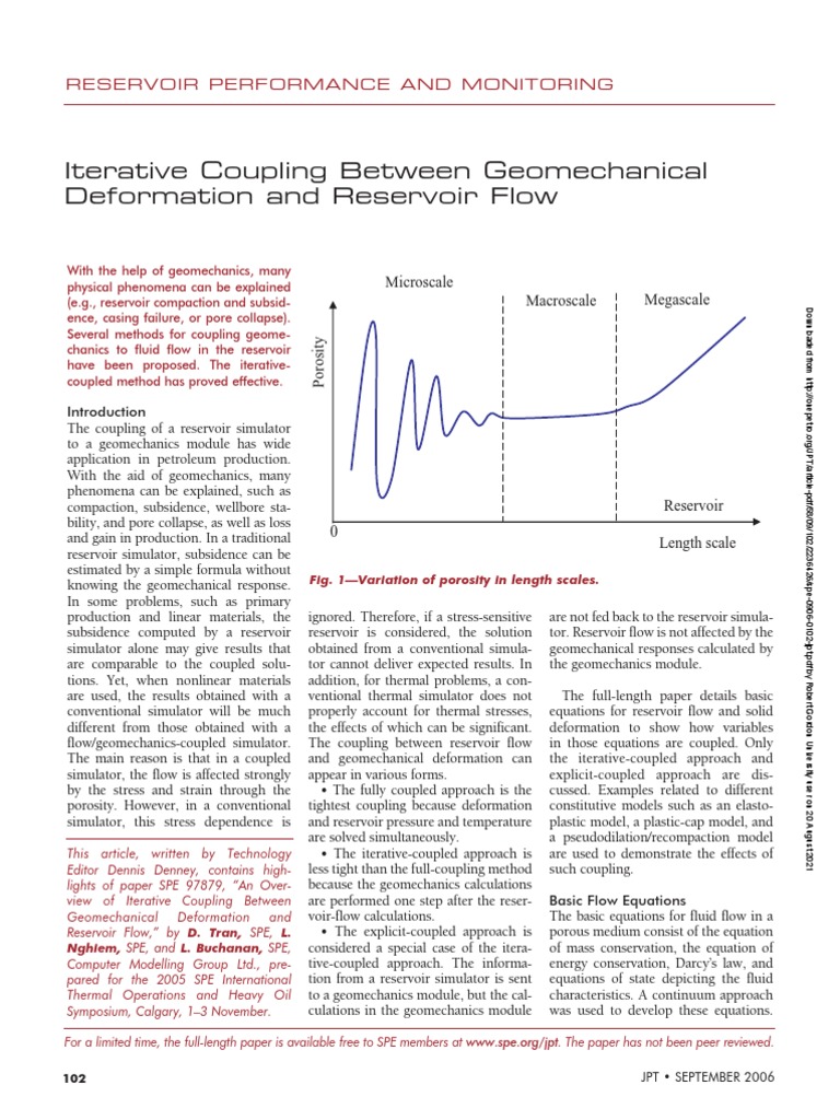 Geomechanics - An Overview of Iterative Coupling Between Geomechanical Deformation and Reservoir ...