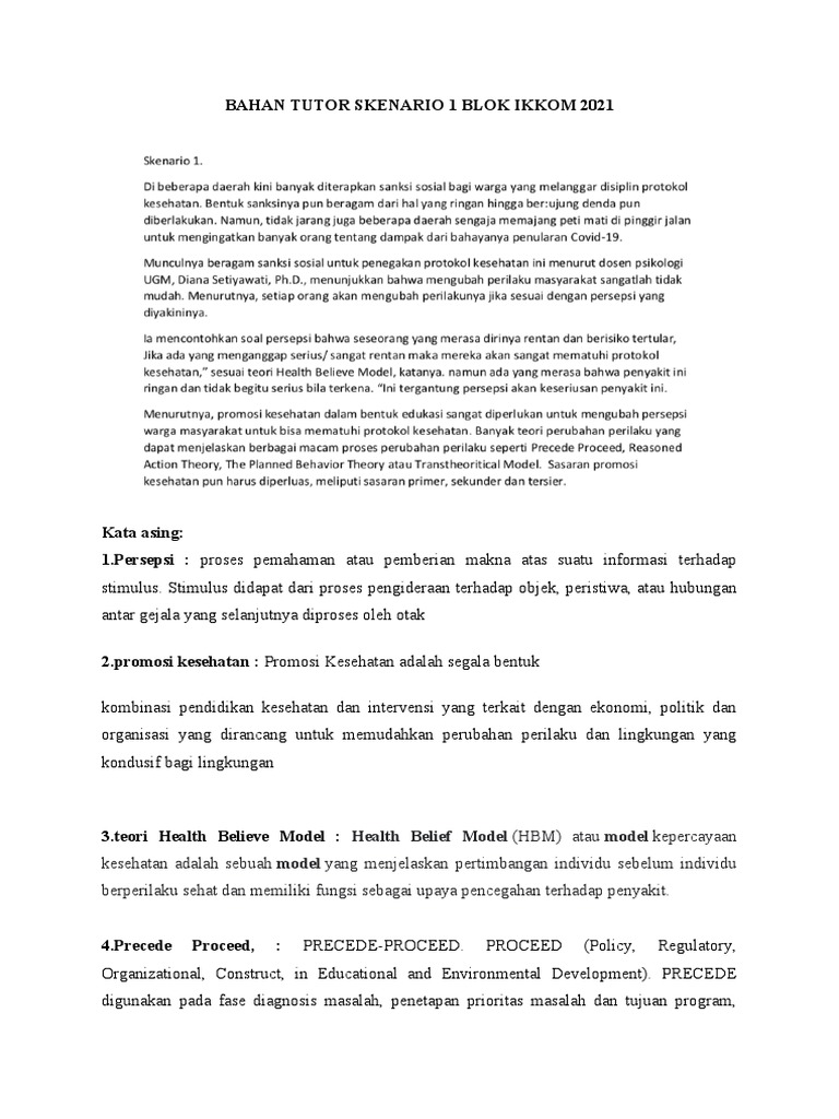 Bahan Tutor Skenario 1 Blok Ikkom 2021 | PDF