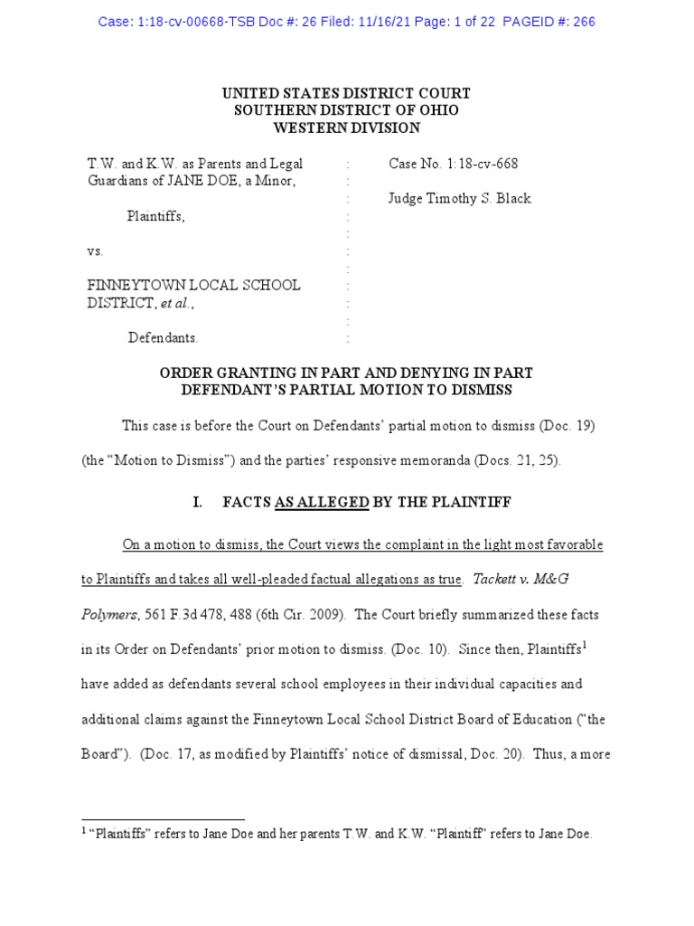 26 2021.11.16 Order Granting in Part and Denying in Part Defendant's Partial Motion To Dismiss ...
