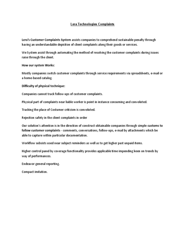 Lera Technologies Complaints | PDF