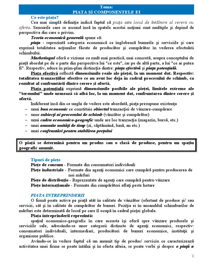 Piata Si Componentele Ei | PDF