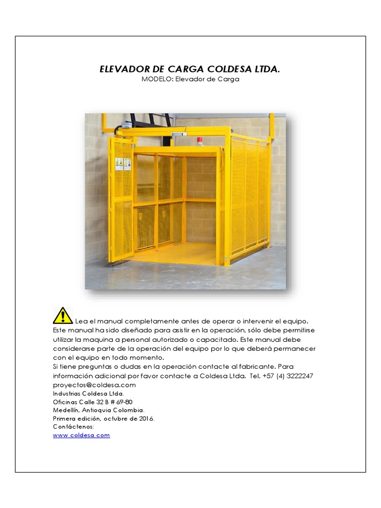 Especificaciones de Elevador | PDF