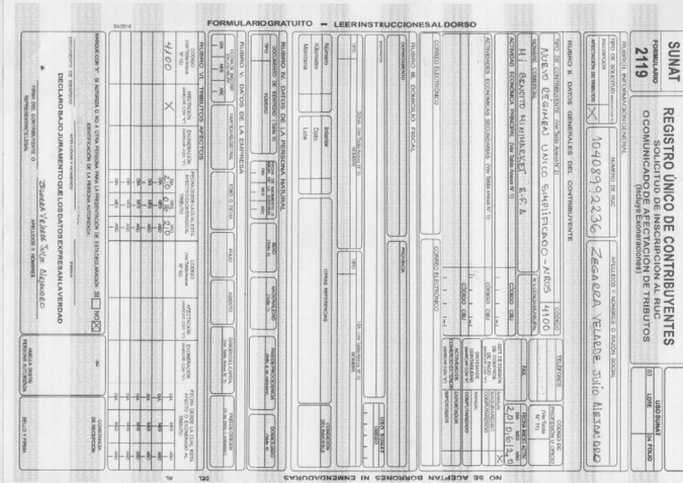 Formulario 2119 | PDF