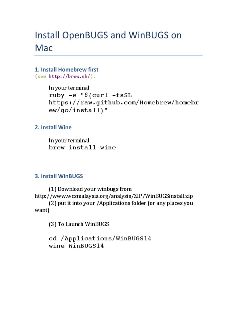 Installing OpenBUGS and WinBUGS on Mac | PDF | Home & Garden | Computers